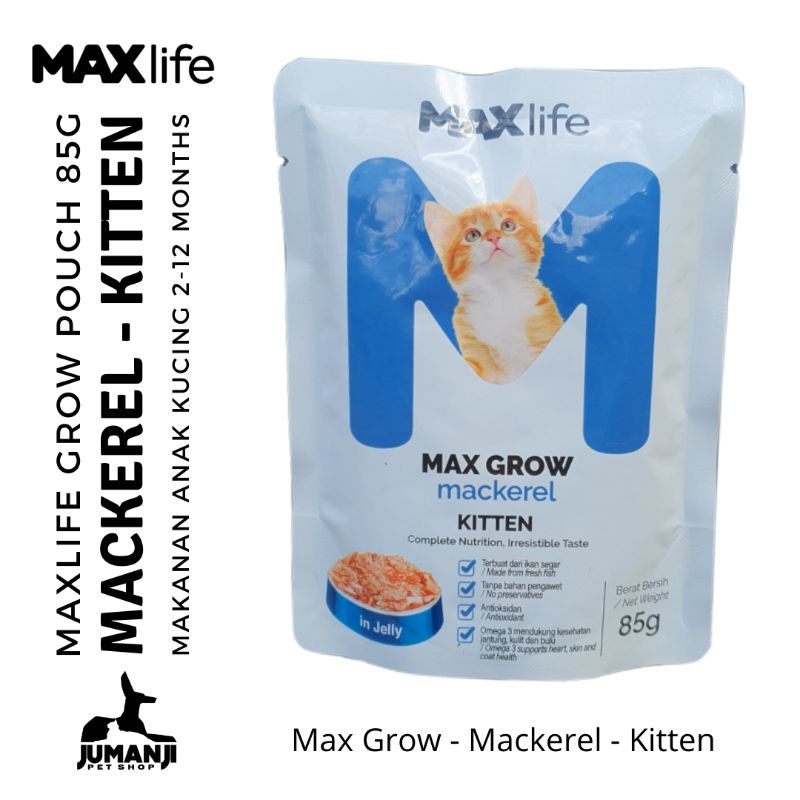 Maxlife Cat Kitten Mackerel Pouch 85g (Blue) - Max Life Sachet Kitten ...