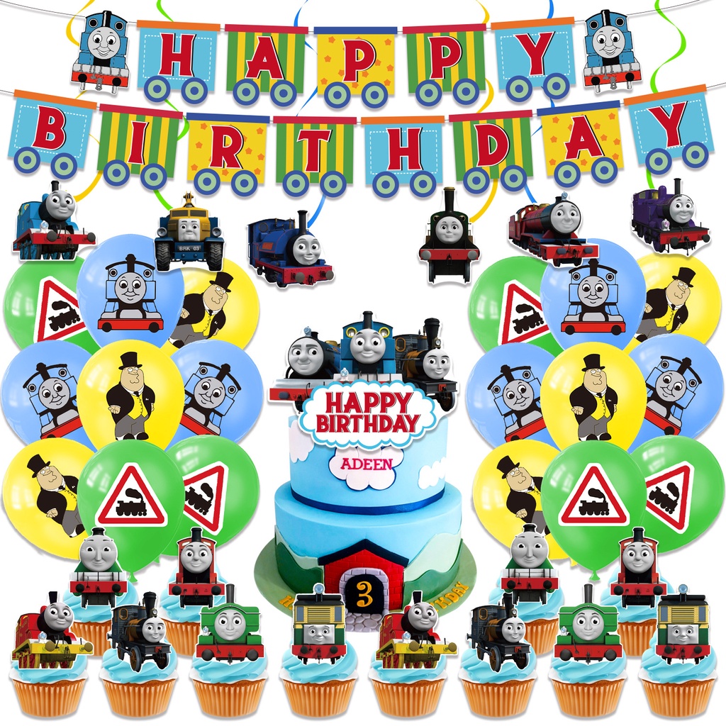 Softcloud 52Pcs Set Thomas and friends Theme Birthday Banner Cake ...