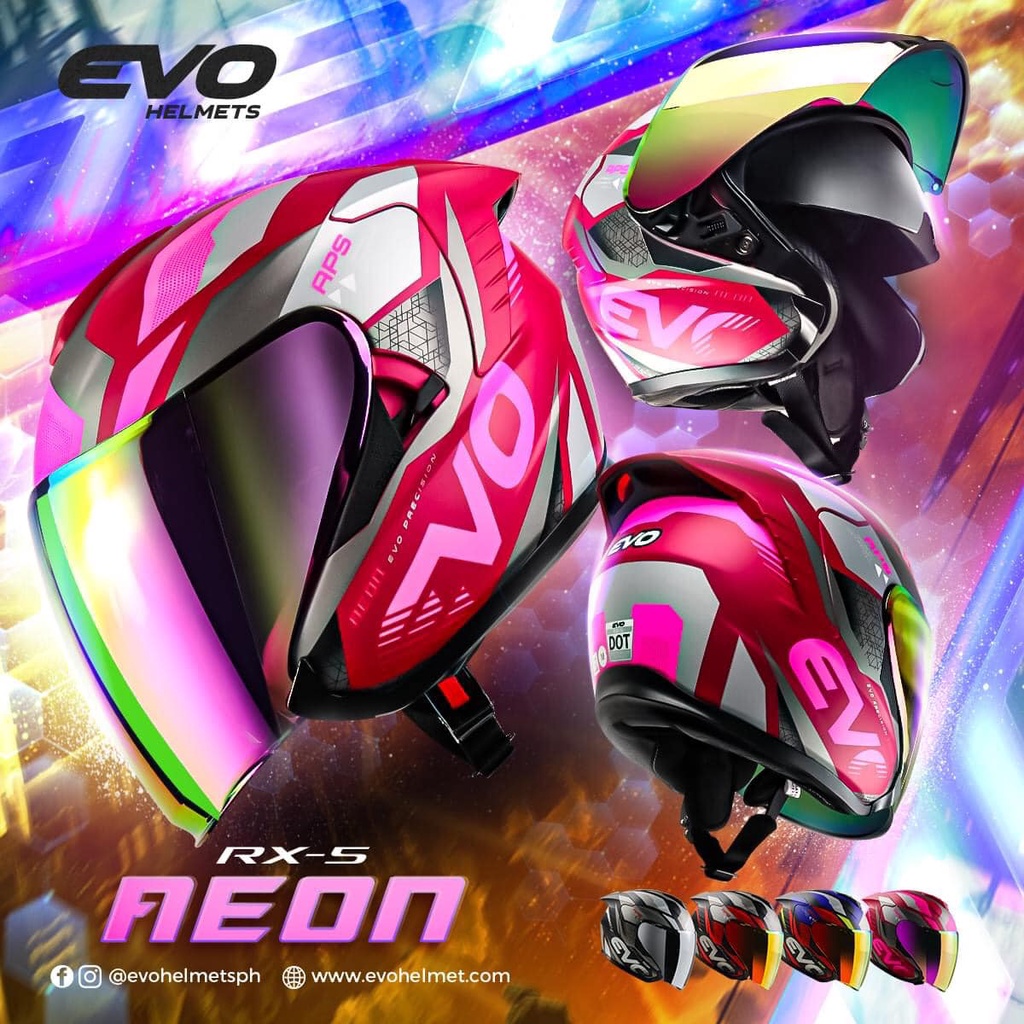 EVO Rx-5 Aeon Half Face Dual Visor Helmet | Shopee Philippines