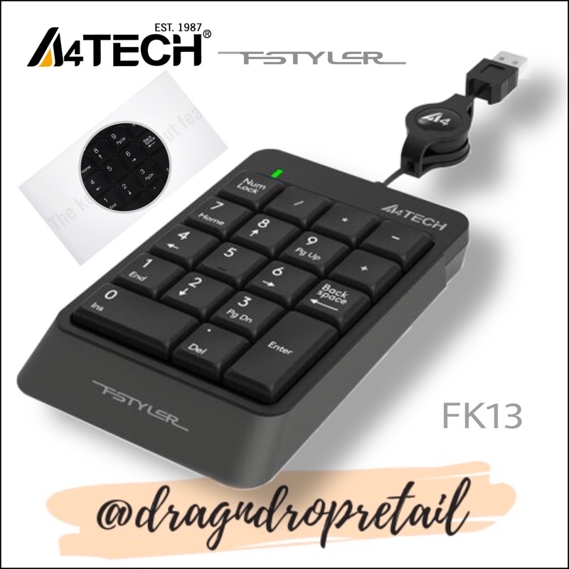 A4TECH FSTYLER FK13 Retractable Sleek Compact Numeric Keypad USB Numpad | Shopee Philippines