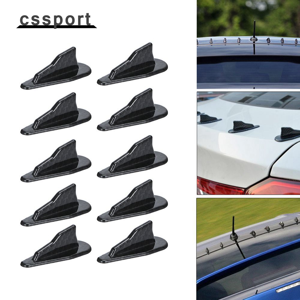10pcs Universal EVO-Style Roof ABS Shark Fins Spoiler Wing Kit Spoiler ...