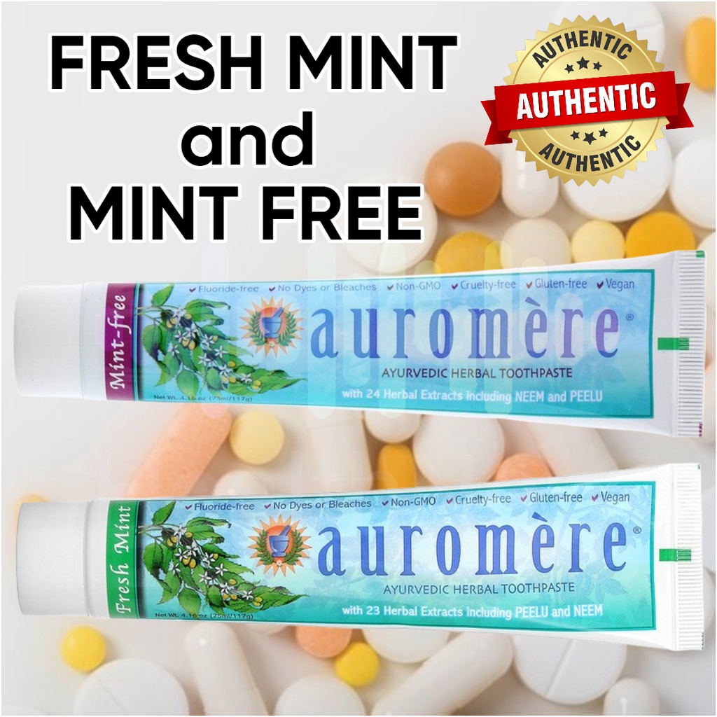 Auromere Ayurvedic Herbal Toothpaste Fresh Mint 4.16 oz (117 g) or Mint ...