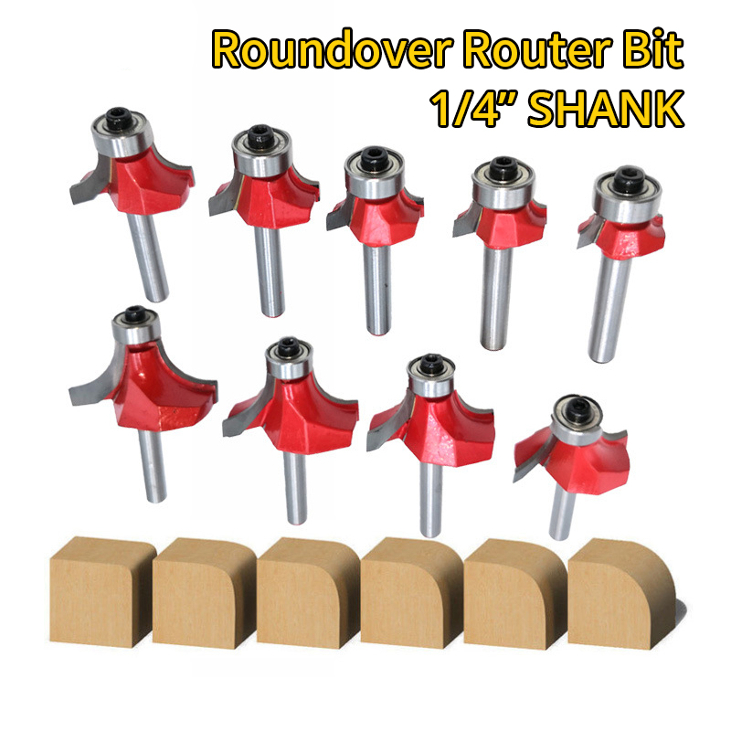 2Pcs 1/4" Shank Radius Round Over Beading Router Bit Rounding Over ...