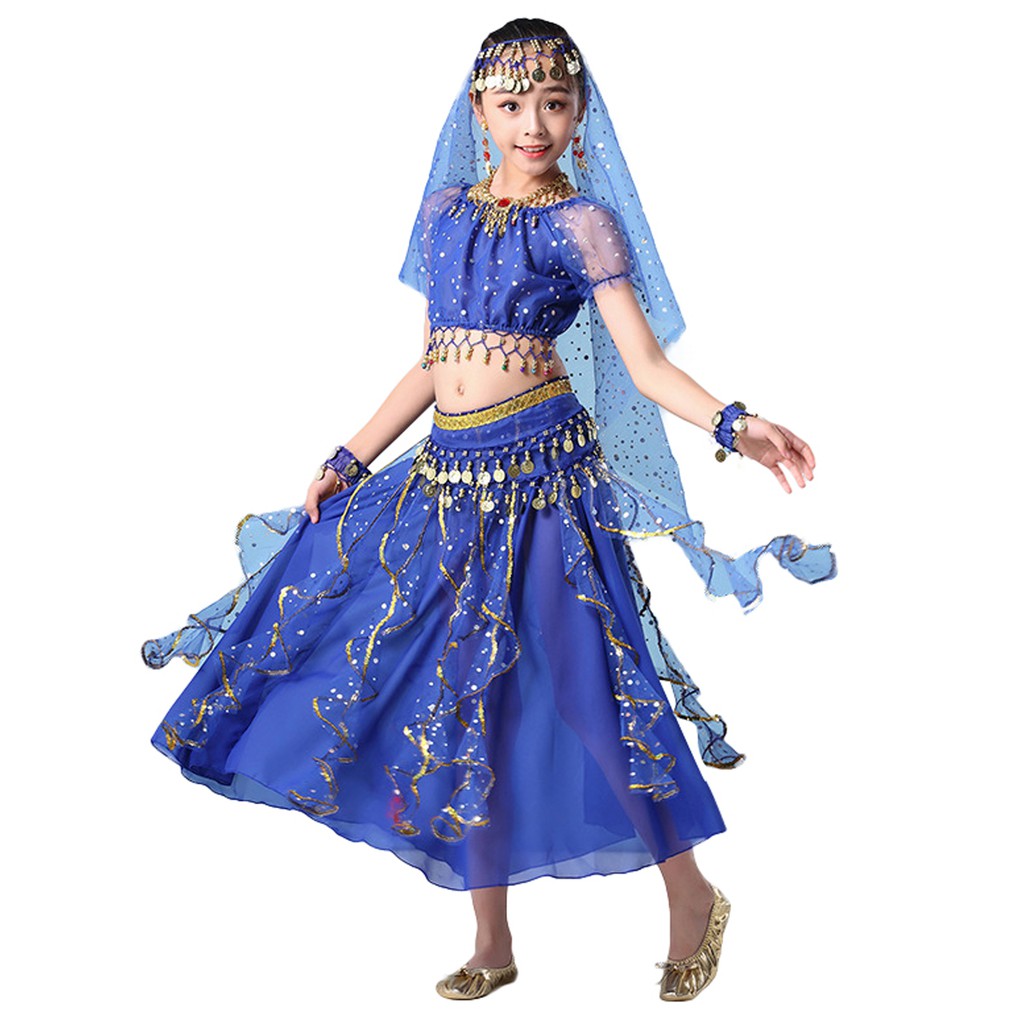 Lolanta 7 Pcs Kids Girls Belly Dance Costume Halloween Cosplay Outfit ...