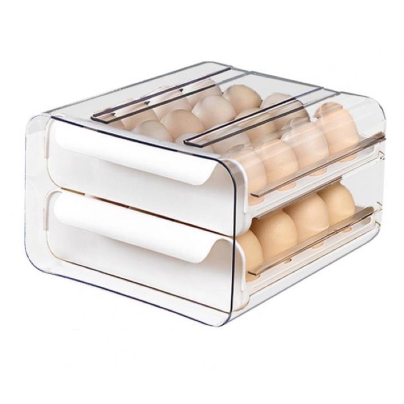 Minimalist Design 2-layer Transparent Drawer type Egg Storage Box & Bin ...
