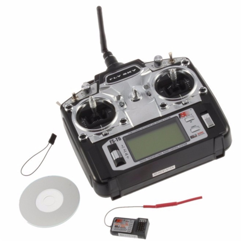 Flysky FS-T6 Mode 2 6CH 24G RC Transmitter with R6B Receiver Drone ...