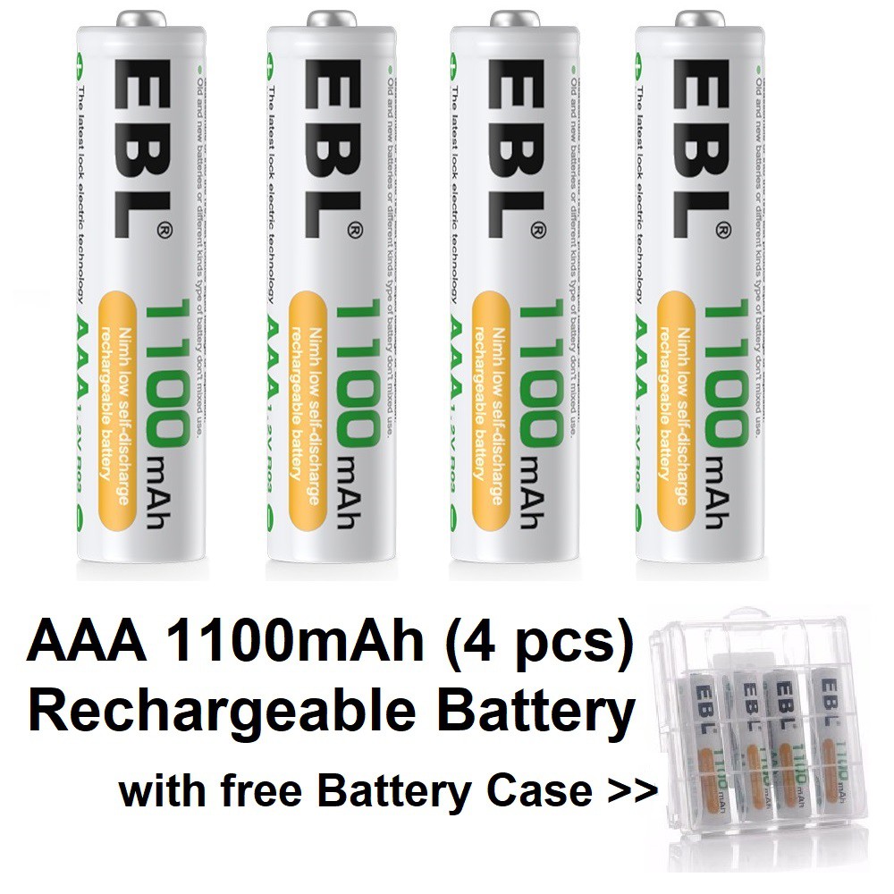 EBL AAA Size AAA (4 pcs) 1100mAh Rechargeable Battery with Case HR03 ...