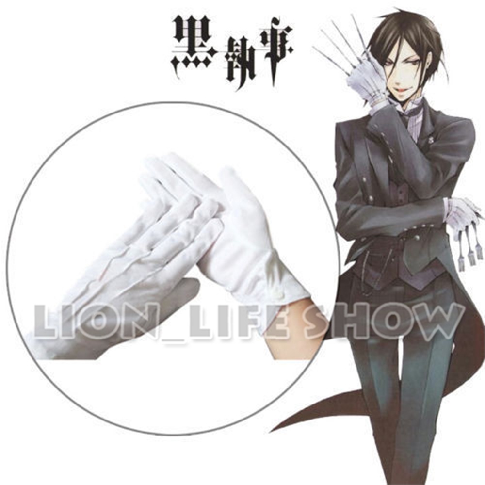 Black Butler Sebastian Yuichiro Cosplay White Gloves With Button ...