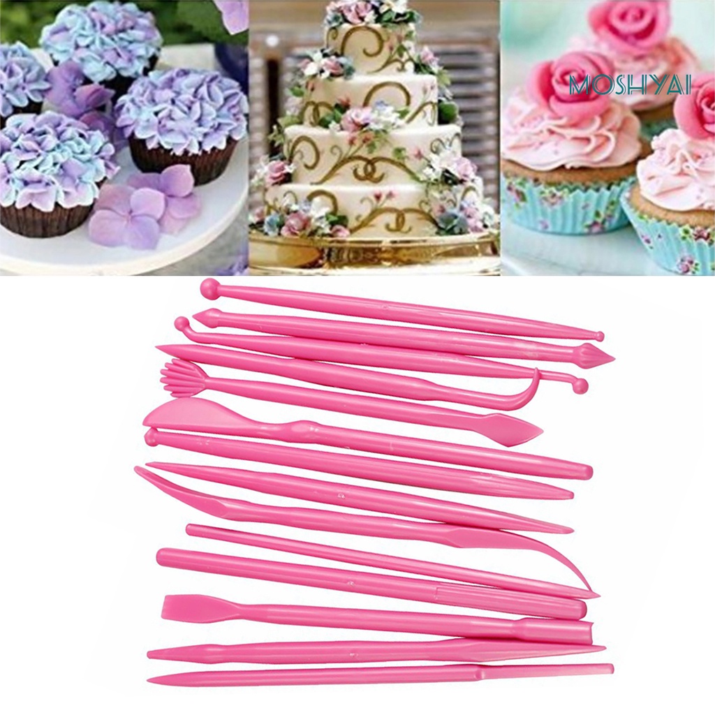 moshyai 14Pcs Cake Fondant Tools Food Grade Easy to Clean Plastic ...