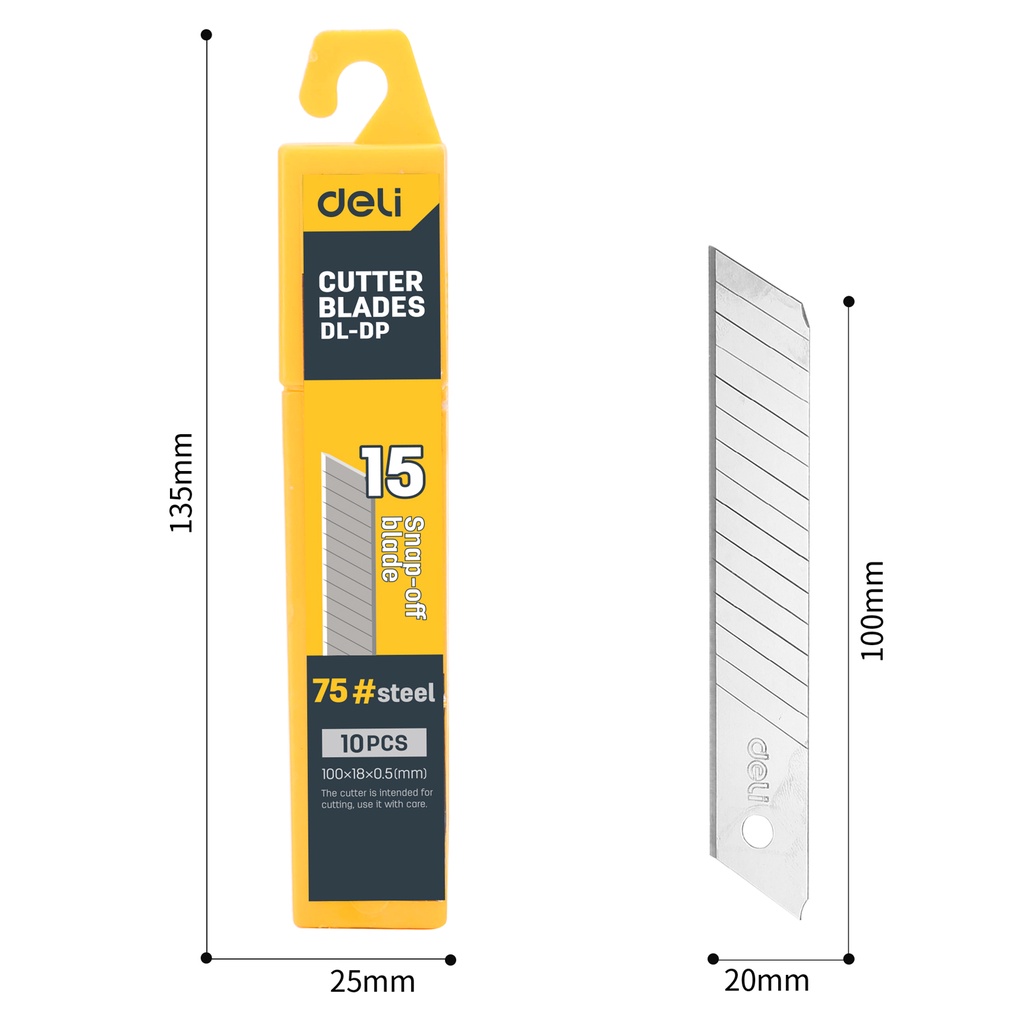Deli 10Pcs Cutter Blade Refill Set (20x100mm) Carbon Steel Replacement ...