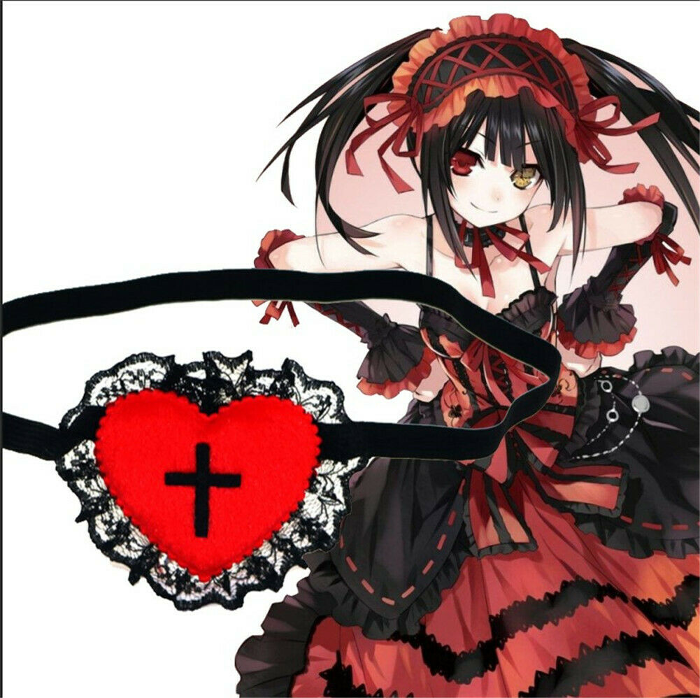 Gothic Girls Red Heart Black Cross Eyepatch Cosplay Eye Patch | Shopee ...