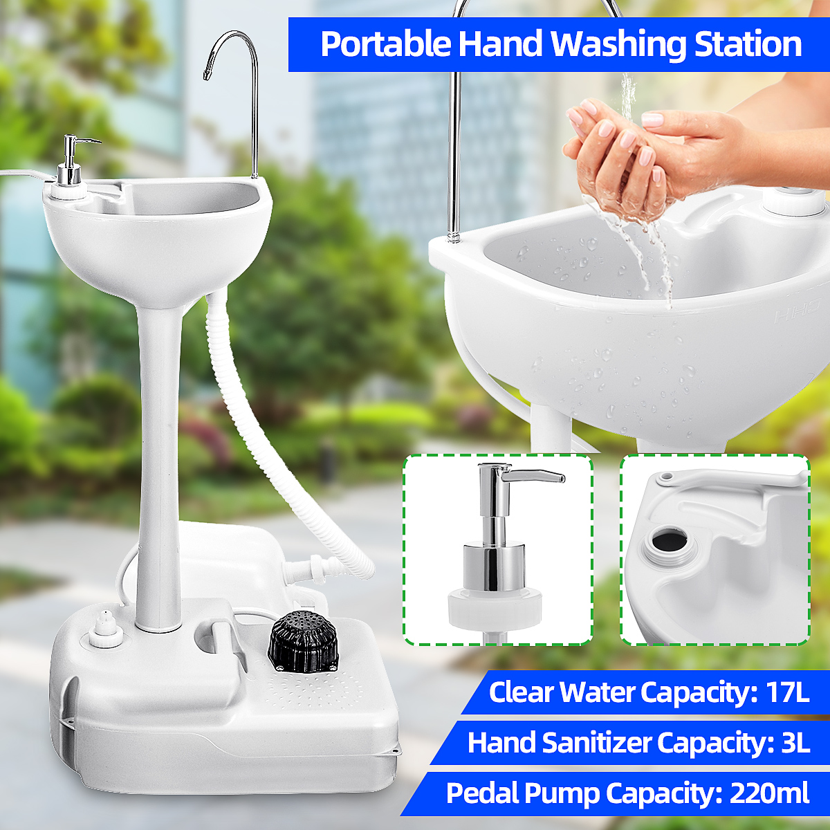 Portable Washing Station Mobile Freestanding Hand Wash Sink for Camping ...