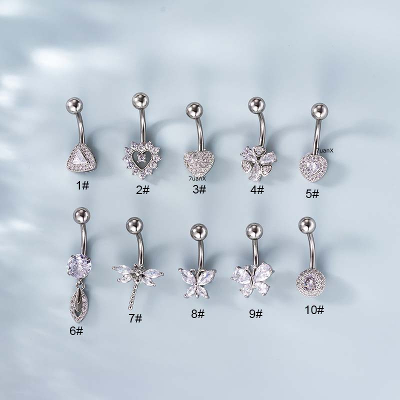 1 Piece Heart Dragonfly Butterfly Insect Navel 14Gauge Piercing Belly ...