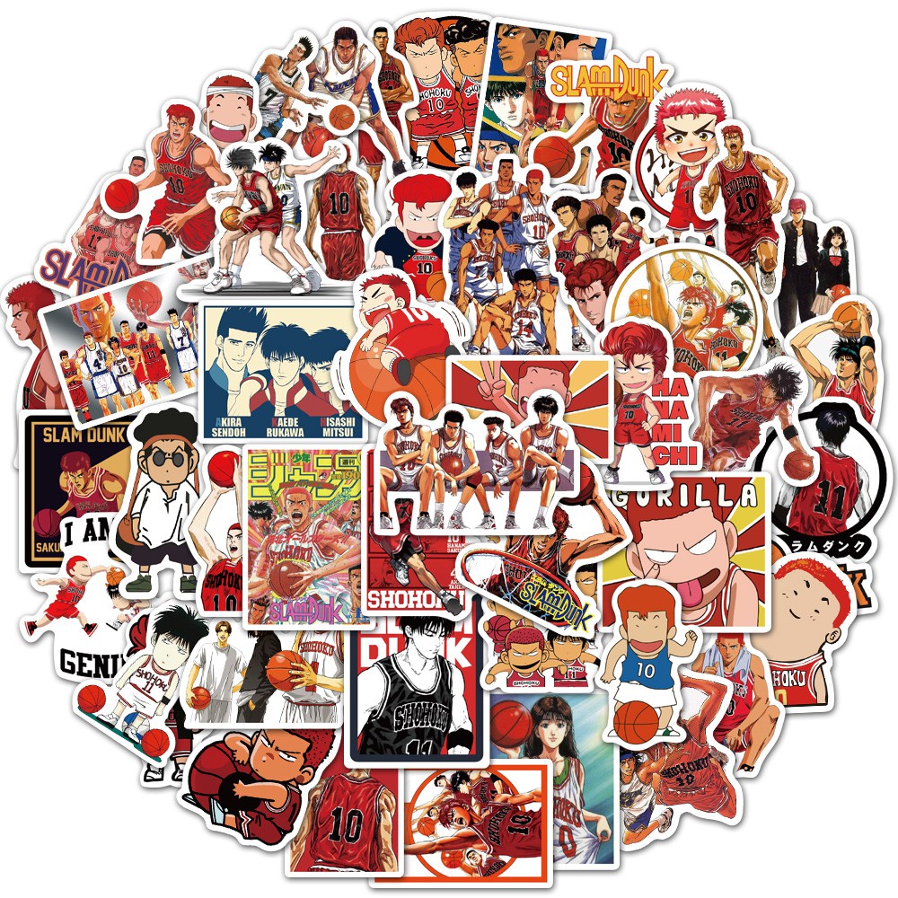50PCS Anime SLAM DUNK Sticker PVC Graffiti Decals Skateboard Stickers ...