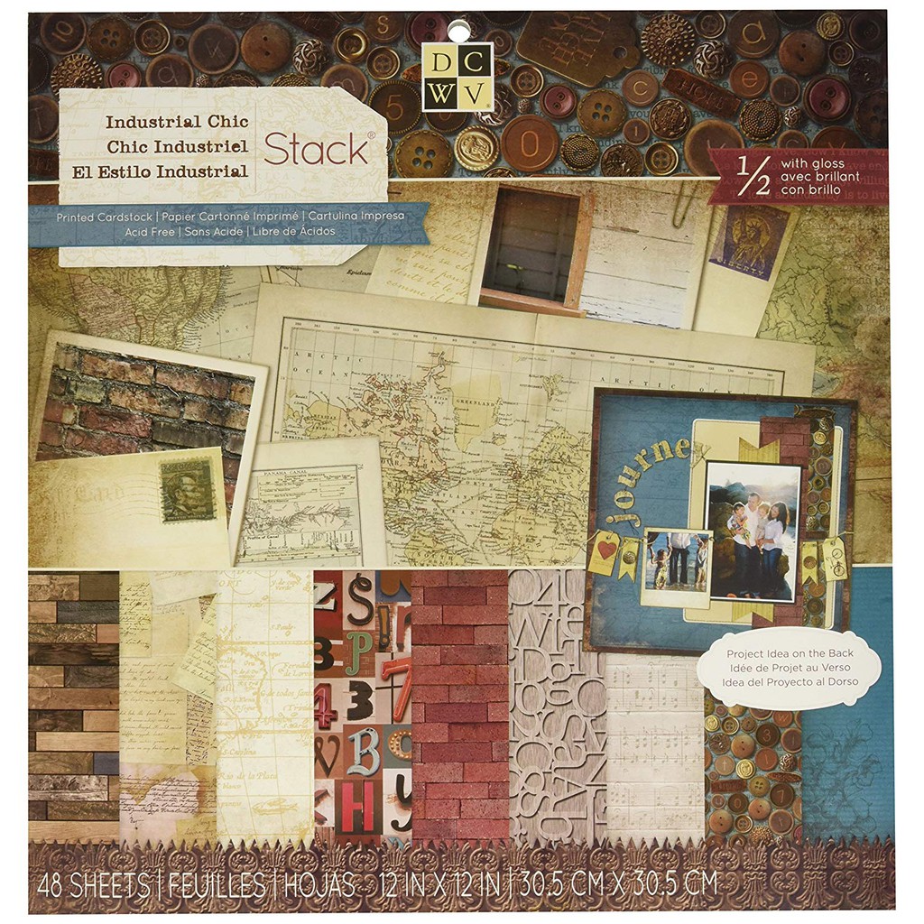 DCWV 12x12 Paper Stack - Industrial Chic ( FREE 1 PC 1X12 DIE-CUT PAPER ...