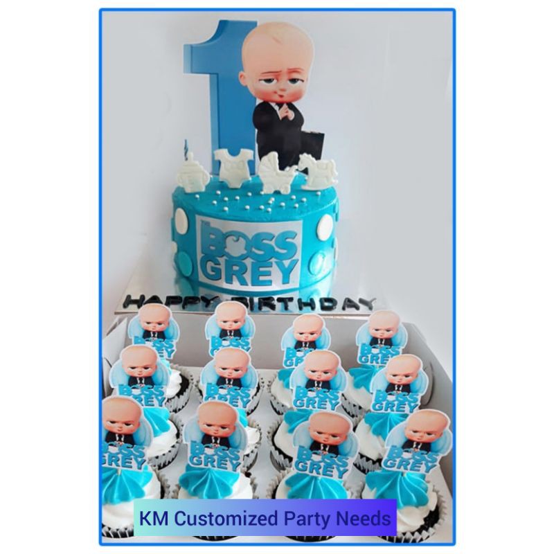 Boss Baby Cake Topper Set(1 cake topper & 12 pcs. cupcake toppers) (BB1 ...