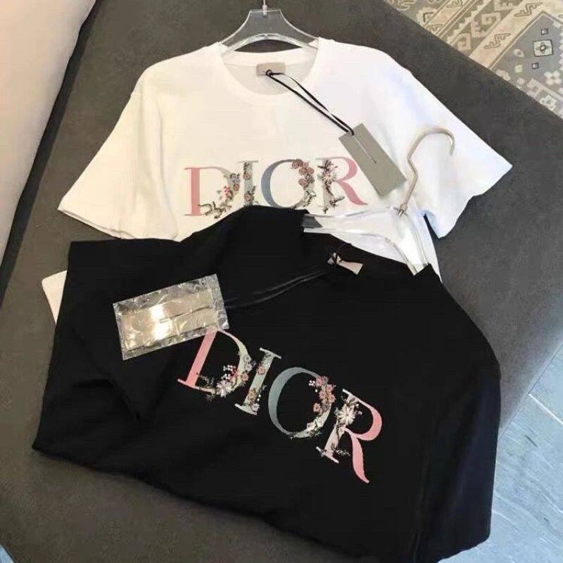 Men's and women's couple T-shirt DR Letter logo printed collar + tag ...