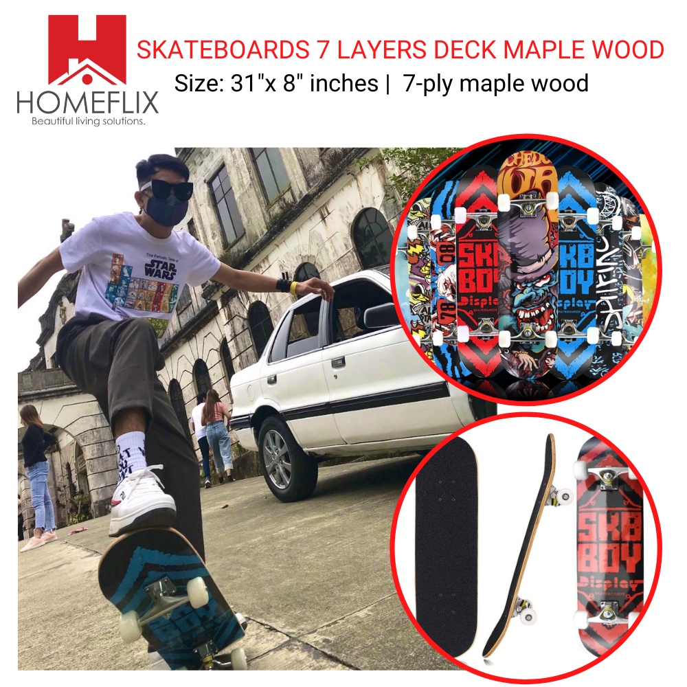 Homeflix Skateboard for Adults and Children 31"x 8" Skate Boards 7 ...