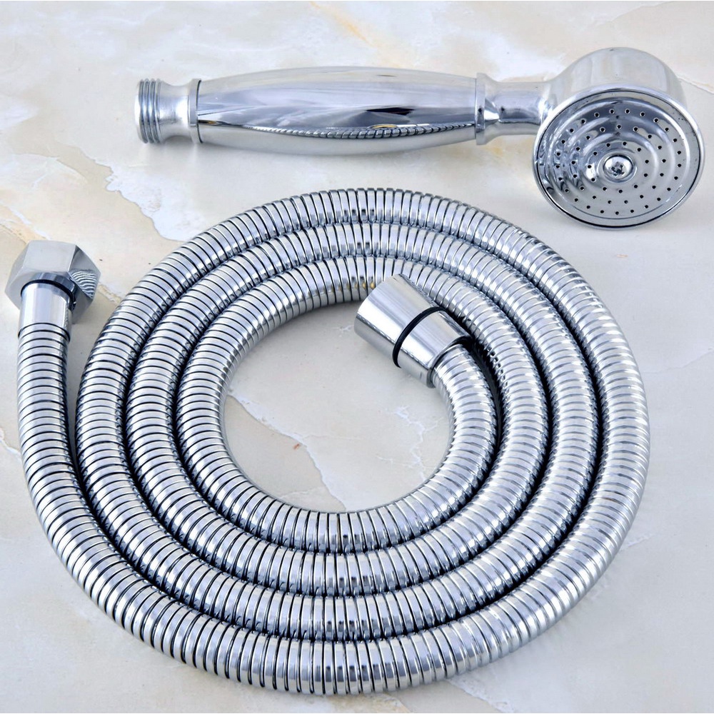 Chrome Finish Brass Hotel Bathroom Handheld Shower Spray Head / 1.5m ...