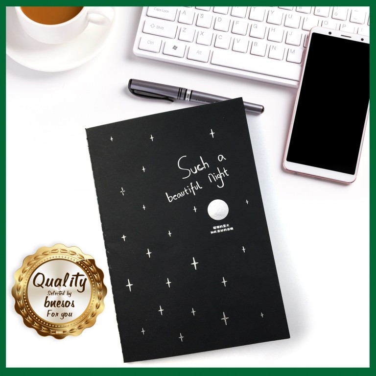 bnesos Stationary School Supplies Black Notebook Plain Black Paper ...