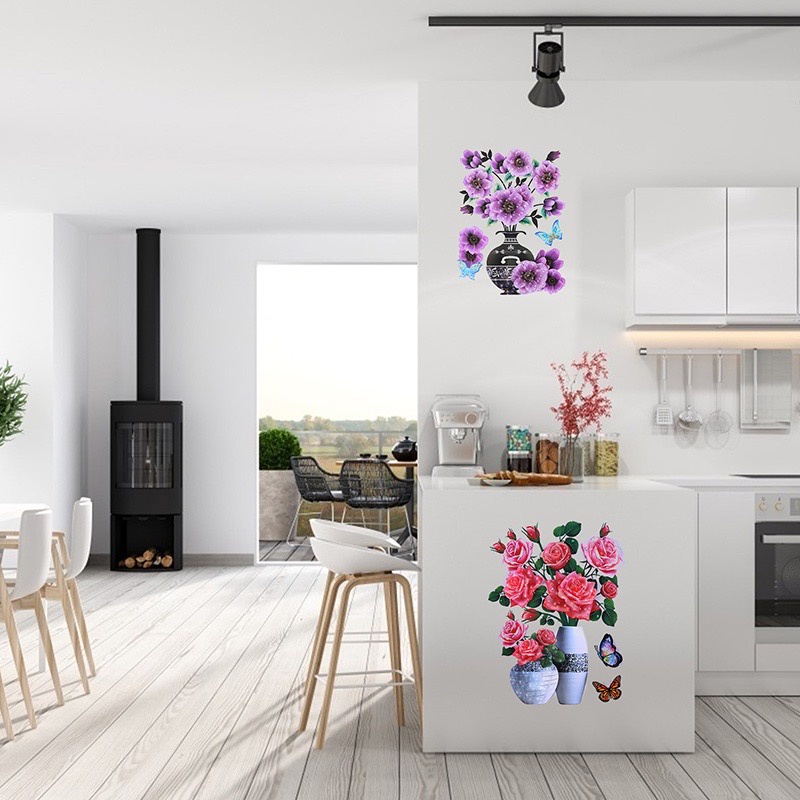 shopee 3D wall sticker self-adhesive living room glass door sticker ...