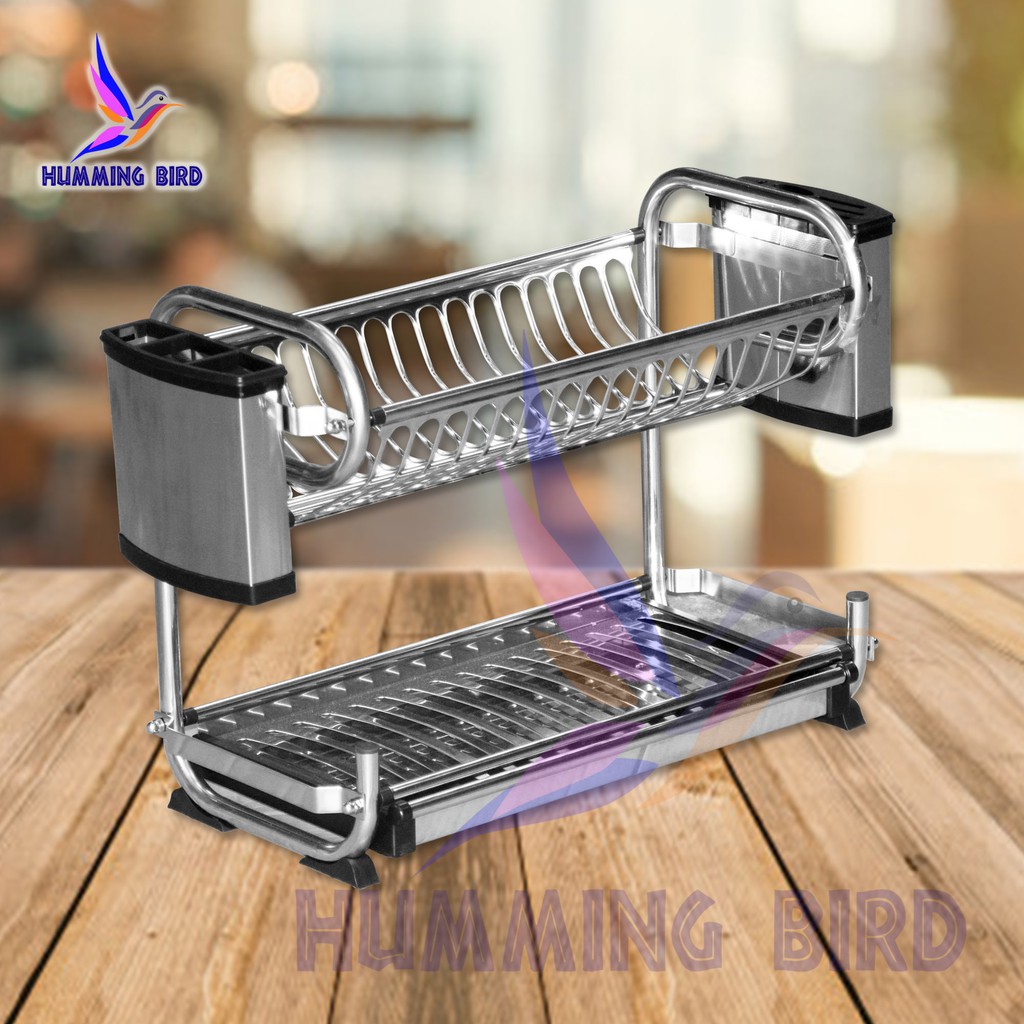 Hummingbird 500 Home Kitchen 2 Layer Stainless Dish Drainer Rack Tray Storage | Shopee Philippines