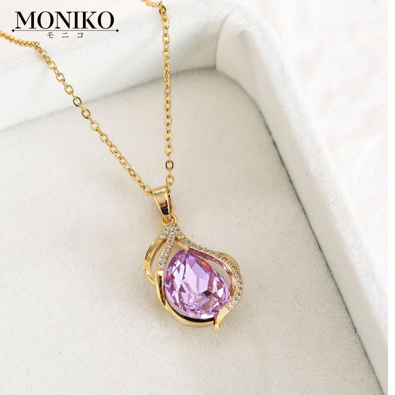 MONIKO Original Design 18k Gold Purple Water Droplets Crystal Pendant ...