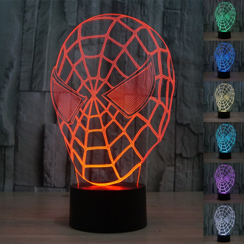 Marvel Super Hero Night Light 7 Colors Spider Man Table Lamp | Shopee ...