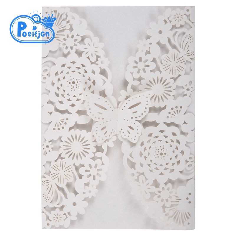 10Pcs/Set Delicate Carved Butterflies Romantic Wedding Party Invitation ...