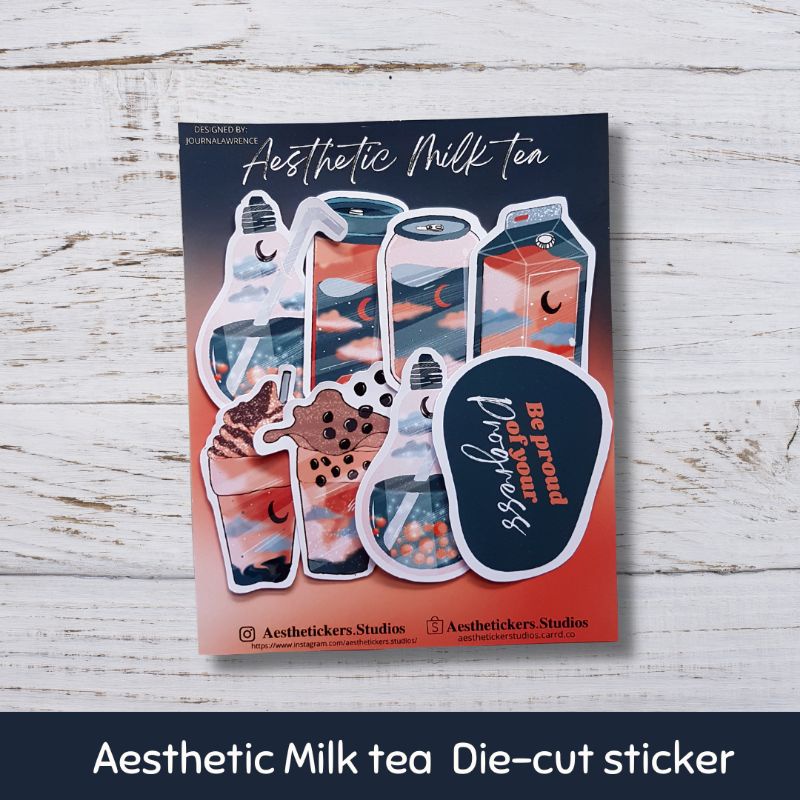 Aesthetic Milk tea die-cut sticker | Shopee Philippines