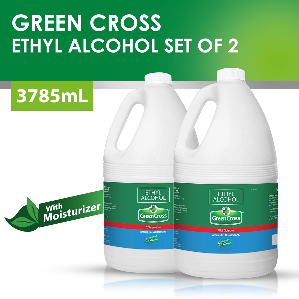 Green Cross Ethyl Alcohol with Moisturizer 70% Solution (3785 mL) Set of 2 | Shopee Philippines