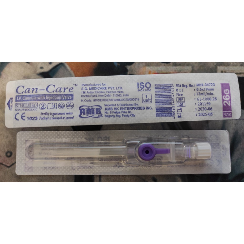 Can-Care IV Cannula Gauge 18,20,22,24 & 26 sold per piece | Shopee ...