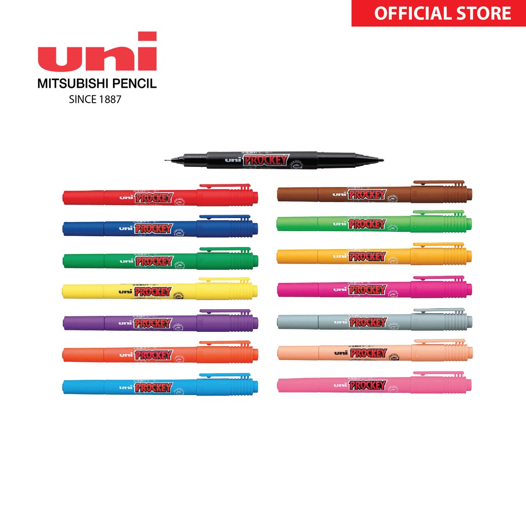 Uni Mitsubishi Prockey Waterproof Twin Head Art Fine Permanent Marker ...