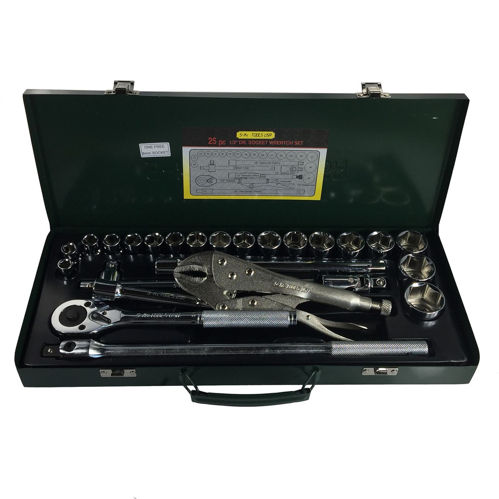 OSK Tools A-25(CHROME)/B-25(IMPACT) 1/2 drive Socket Wrench Set | Shopee Philippines
