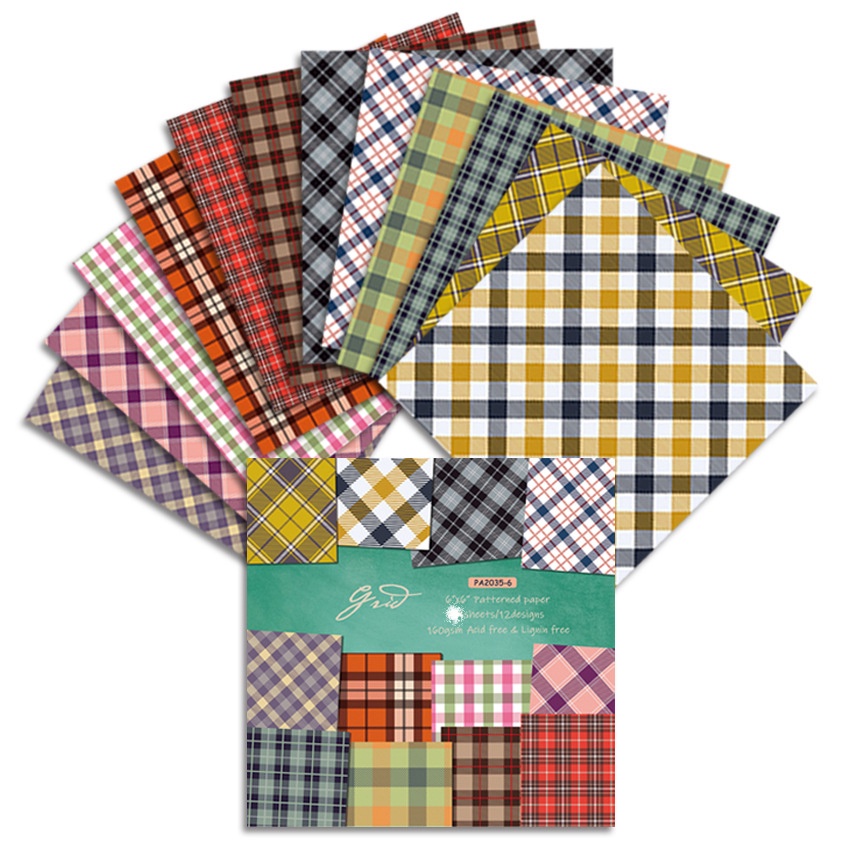 Paper Pack 6"x6" Grid 12 sheet Art Background Paper Card Making DIY Scrapbook Paper Craft ...