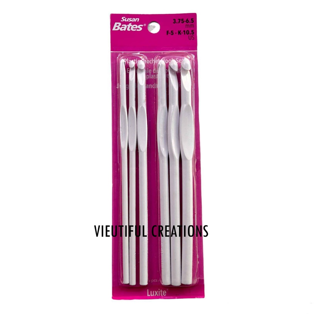 Susan Bates Luxite Plastic Crochet Hook Set/6 pc hook set | Shopee ...
