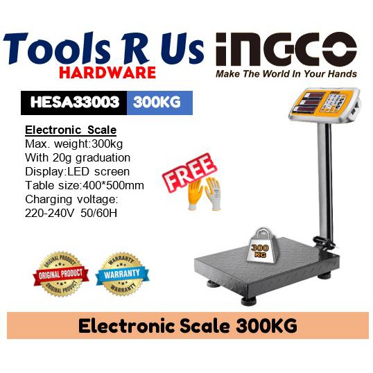 Ingco Electronic Scale 300kg HESA33003 | MEASURING TOOLS | INDUSTRIAL ...