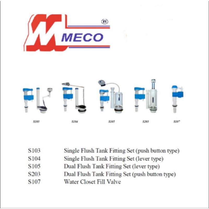 MECO SINGLE |DUAL FLUSH TANK FITTINGS SET UNIVERSAL ADJUSTABLE TIOLET ...