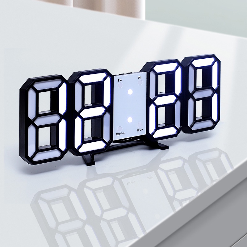 (2.0 Version) 3D Smart Digital Clock LED Wall Clock Home Decro Alarm ...
