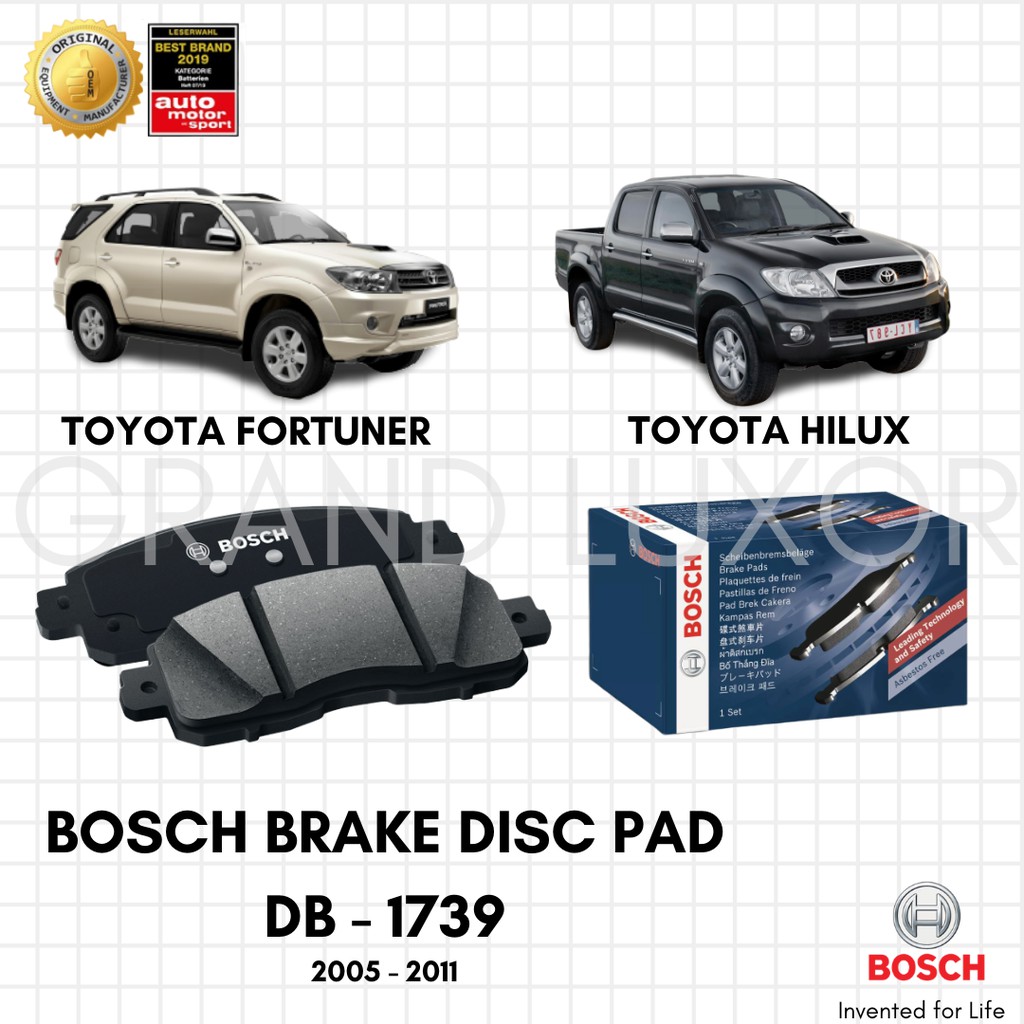 Bosch Front Brake Disc Pad For Toyota Fortuner and Toyota Hilux 4X4 ...