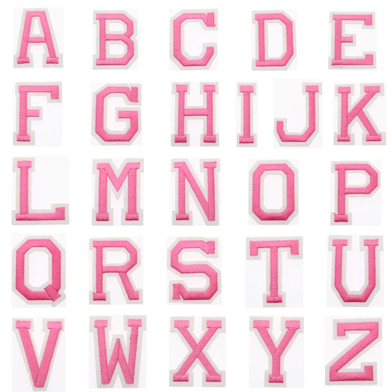 English Alphabet Embroidery Pink Letters Can Be Combined DIY Stickers ...