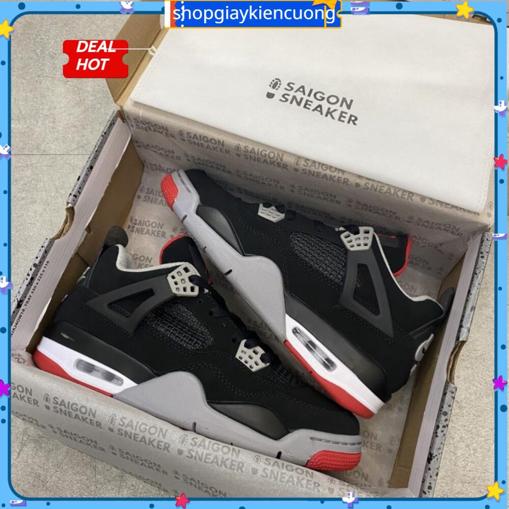 Jordan 4 JD4 Sneakers In Black And Red Fashionable For Men And Women ...