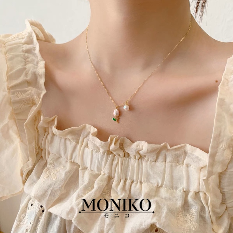 MONIKO Original Design 18k Gold Plated Freshwater Pearl Pink Tulip ...