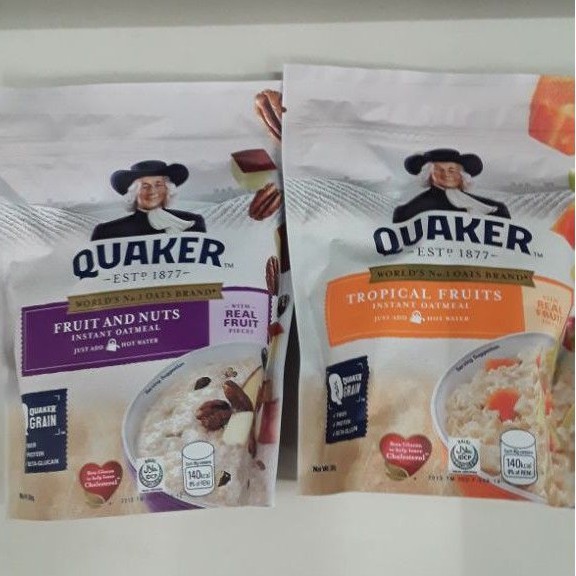 Quaker Instant Oatmeal Cereal Fruit & Nut/Tropical Fruit 350g (PRICE ...