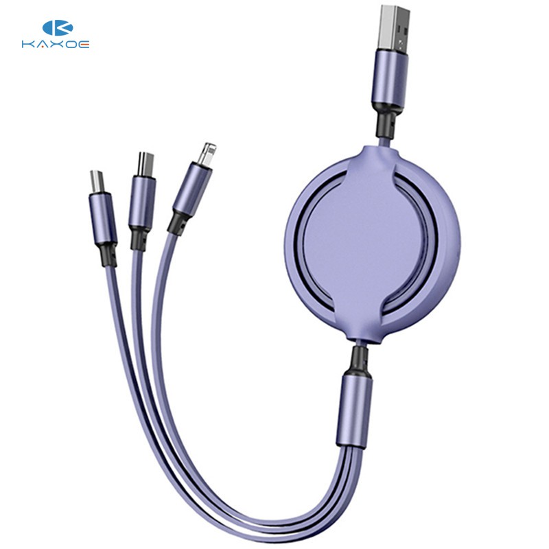KAXOE Retractable Liquid Silicone Cord 3 In 1 Fast Charging Micro USB ...