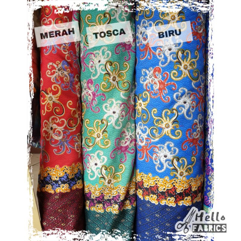 Men's and Women's Soft Batik Cloth with Gold Foil Squid Motif - Meter ...