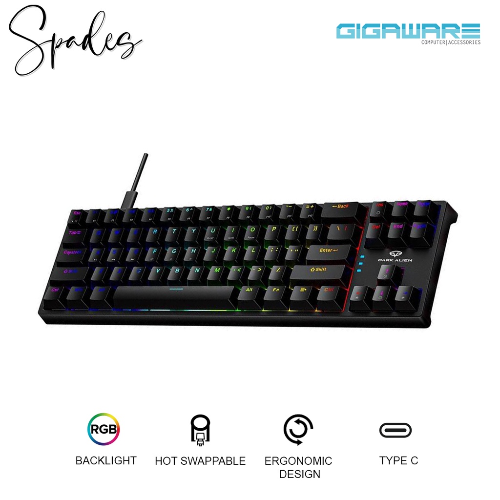 Dark Alien K710 RGB Hot-Swappable Mechanical Gaming Keyboard Detachable ...