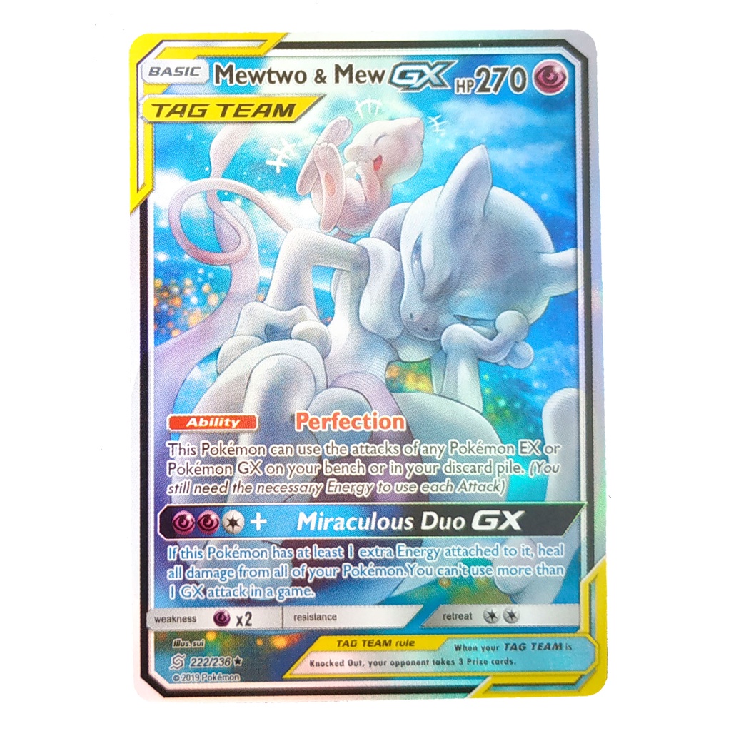 Mewtwo & Mew Tag Team GX Card 222/236 Pokemon Shining Series English ...