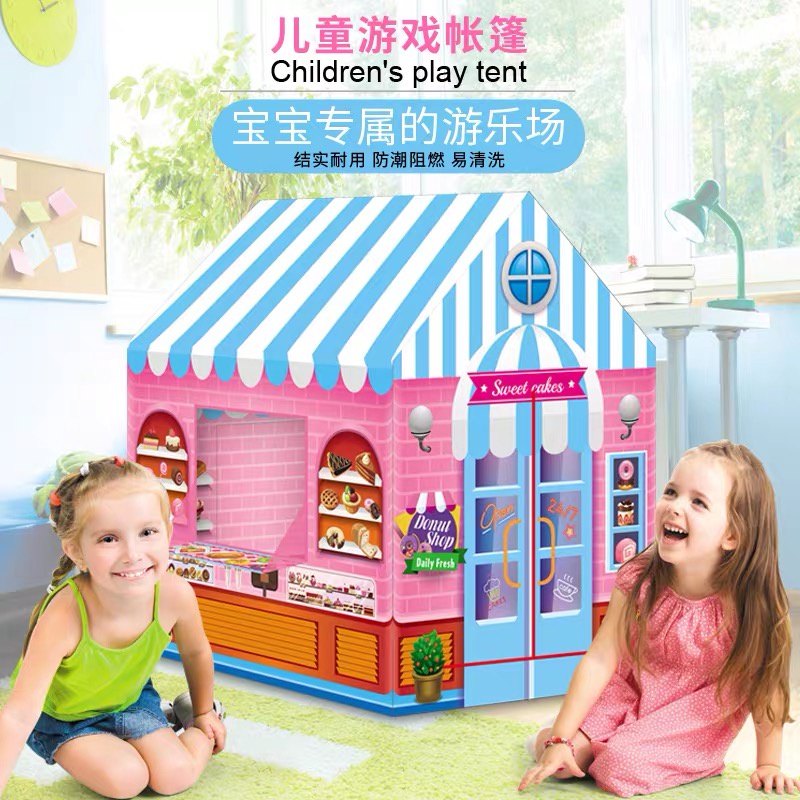 Candy House Play Tent for Kids with Box Bakery Shop Foldable Kids Play ...