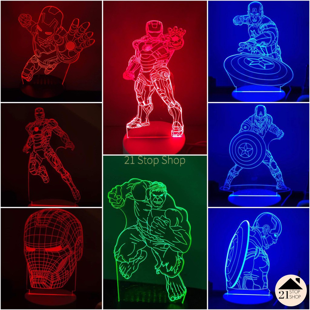 Marvel LED Lamps ironman captain america hulk table desk light kids ...